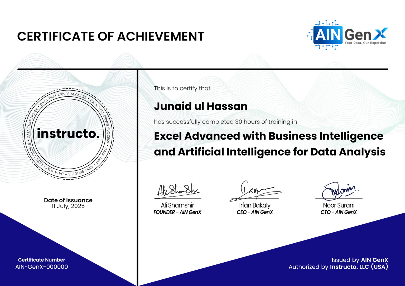 ADVANCED EXCEL + BI + AI FOR DATA ANALYSIS - AIN GenX