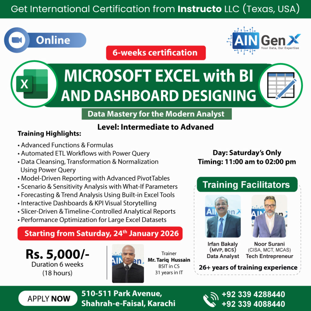 Excel for Data Analysis - AIN GenX